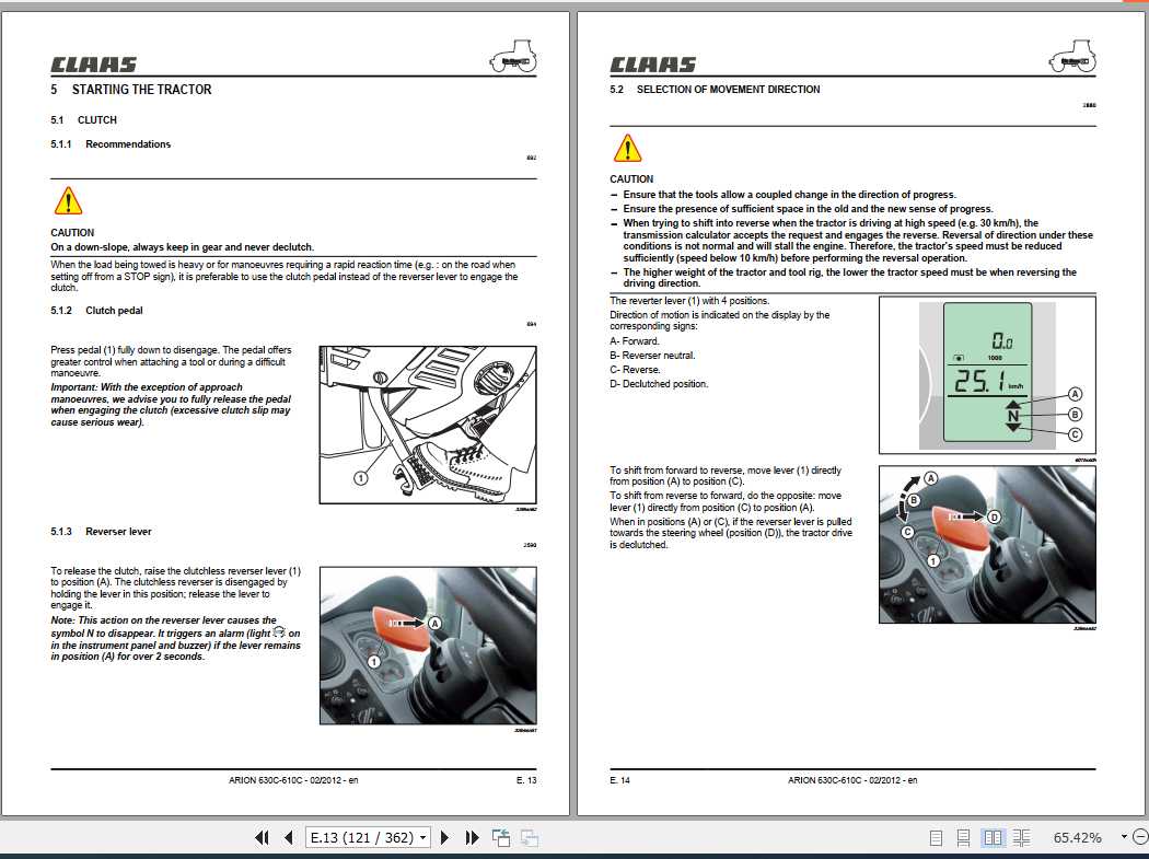 Claas Tractor Arion 630C-610C Operator's Manual
