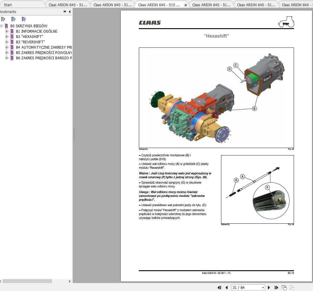 Claas Tractors ARION 640 - 510 Naprawa PL Repair Manual
