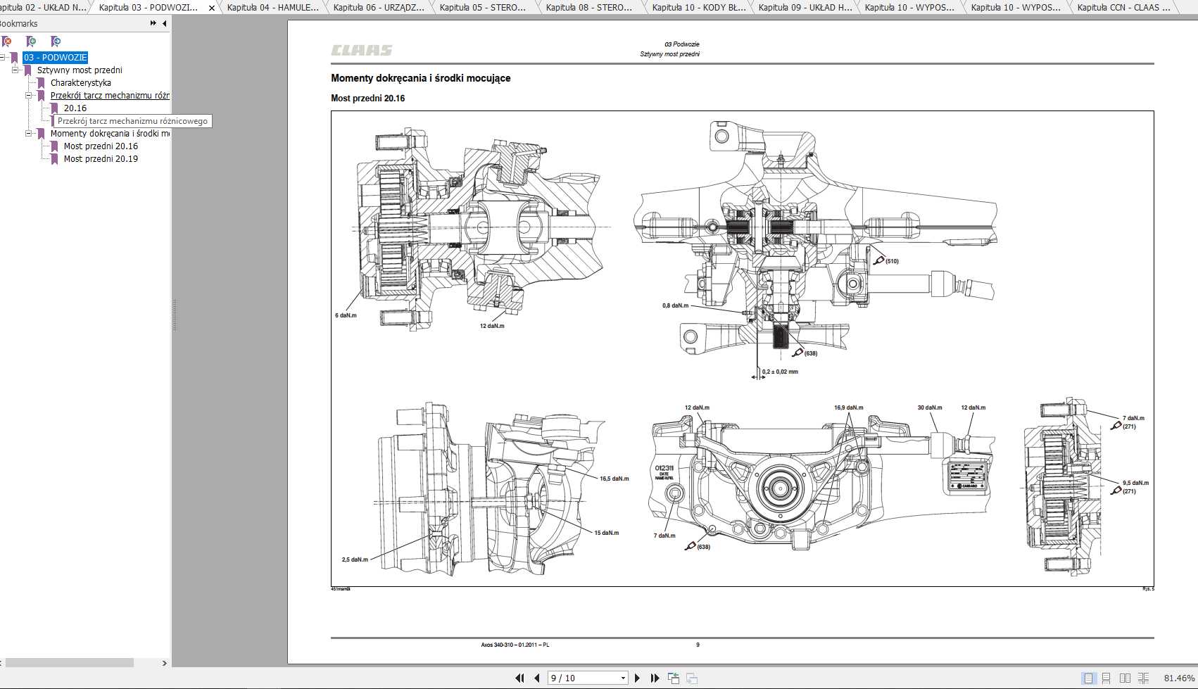 Claas Tractors AXOS 340 - 310 Diagnosis Repair Manuals PL