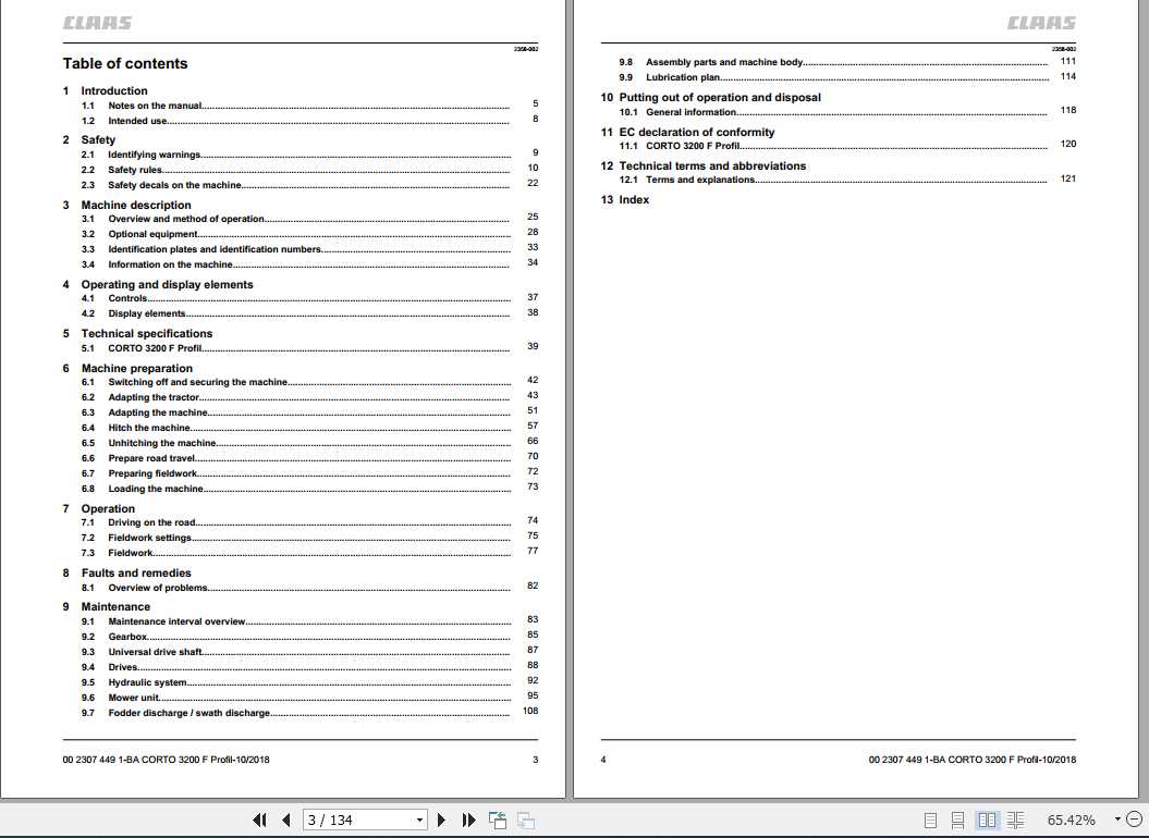 Class Mowers Corto 3200 F Profil Operator's Manual