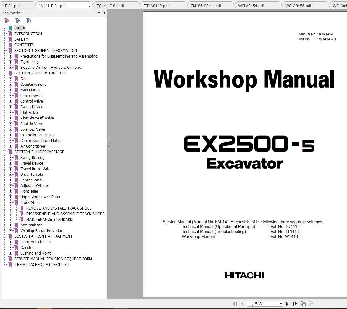 Hitachi Excavator EX-2500-5 Shop Manuals
