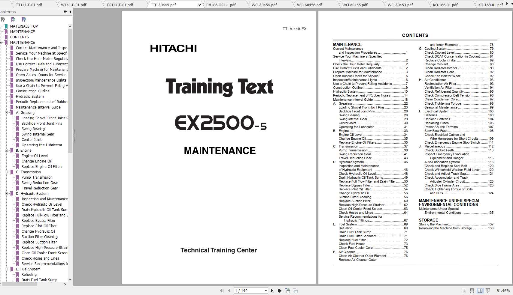 Hitachi Excavator EX-2500-5 Shop Manuals