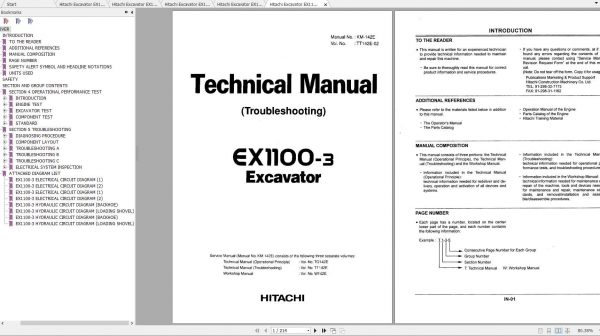 Hitachi Excavator EX1100-3 Shop Manuals