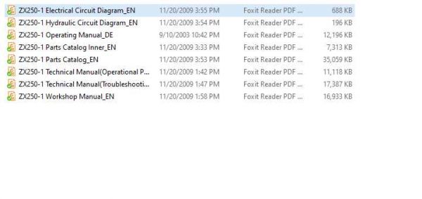 Hitachi Excavator Zaxis ZX250-1 Shop Manual