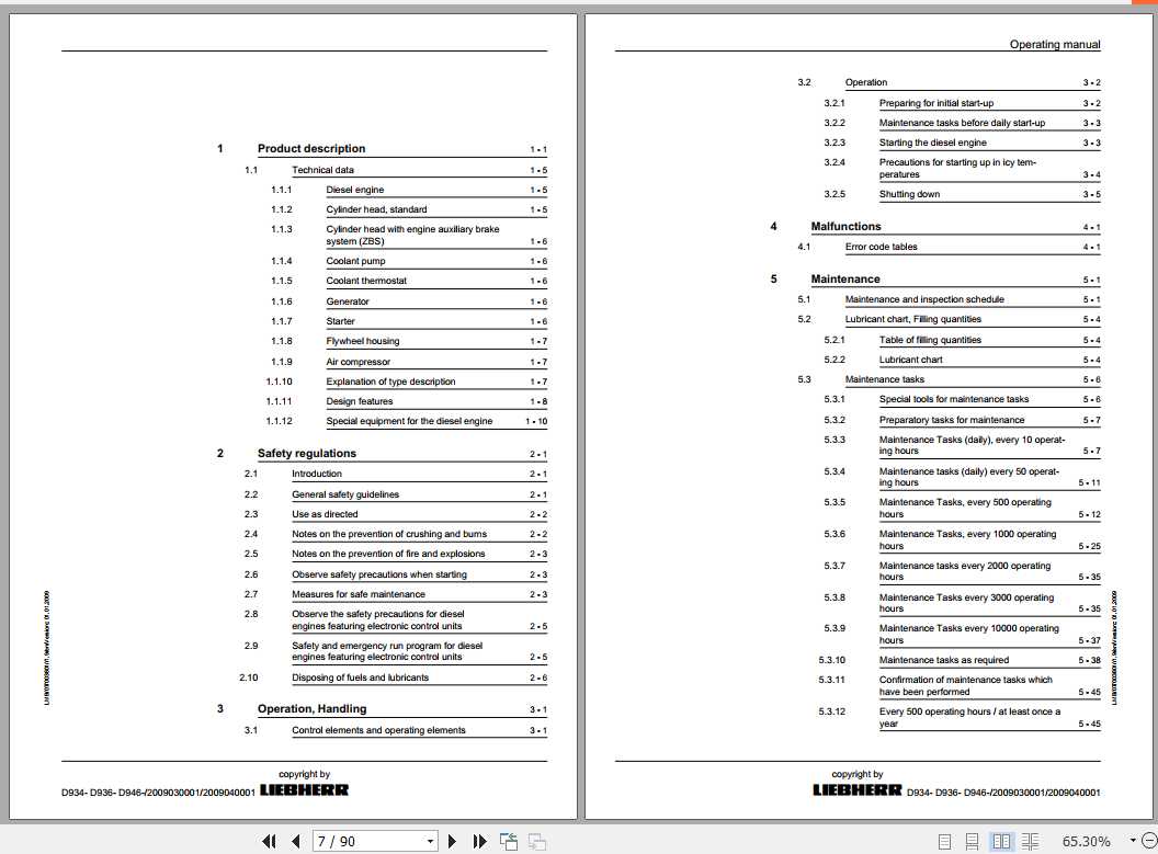 Liebherr Diesel Engine D934 D936 D946 Operating Manual