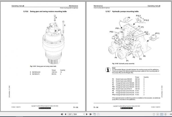 Liebherr Mining Crawler Excavators R9350 411 Operating Manuals