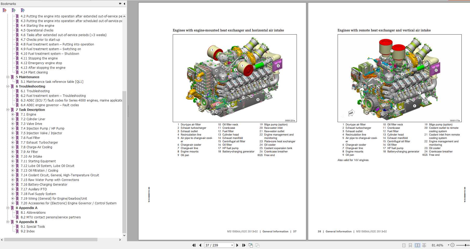 MTU Diesel Engine 12V4000M63 16V4000M63 16V4000M63R Operating ...