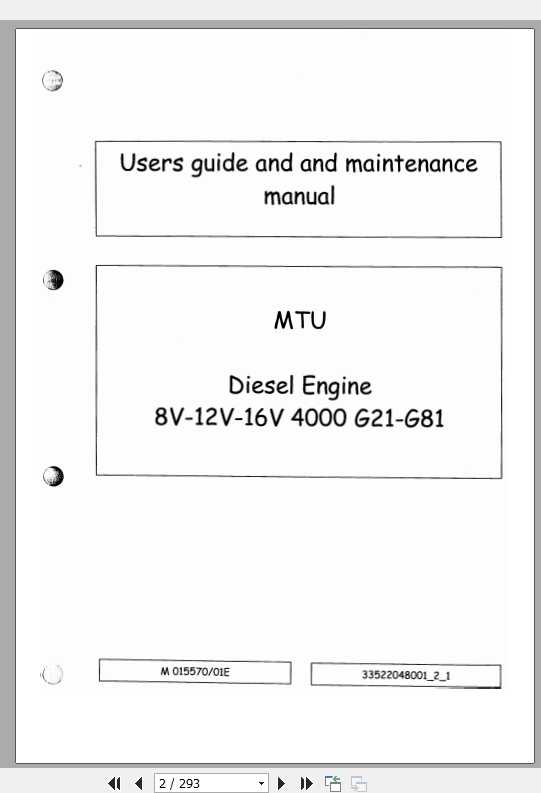 MTU Diesel Engine 8V 12V 16V 4000 G21-G81 Operating Instructions
