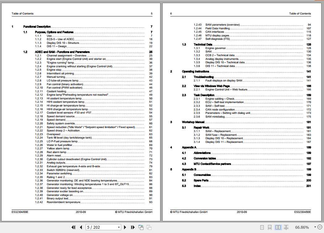 MTU Diesel Engine ADEC and SAM Series 2000 4000 Technical Documentation