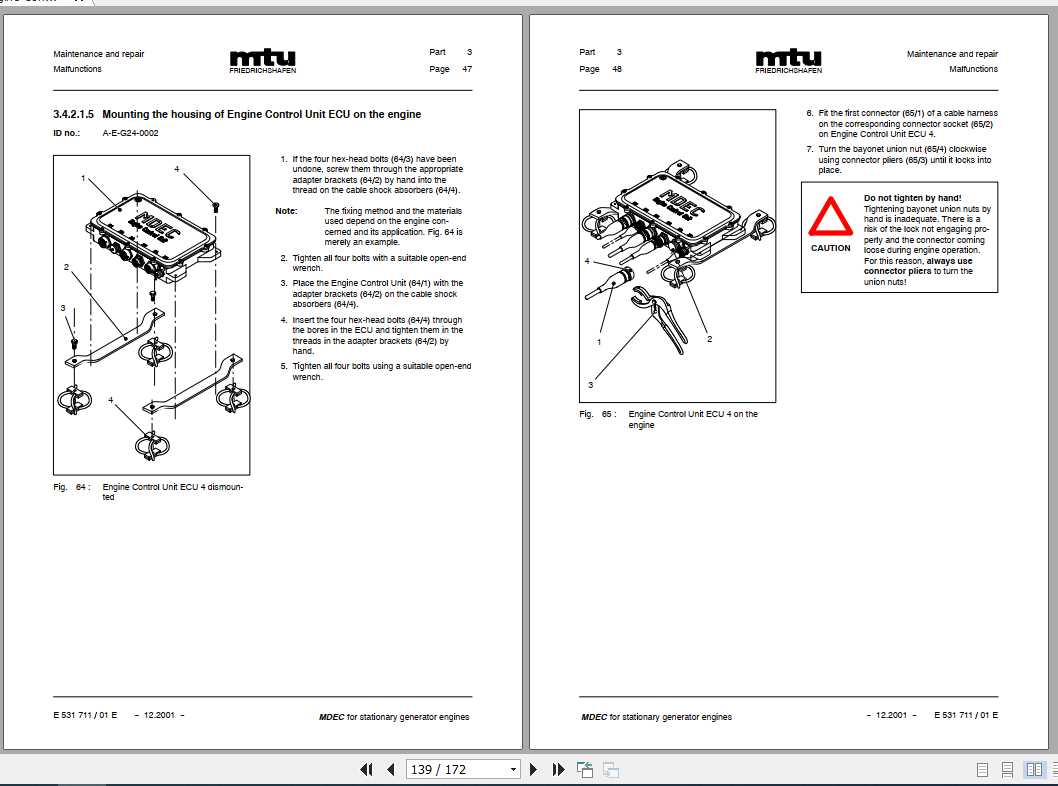 MTU Diesel Engine Control System BR2000 BR4000 Operating Instructions