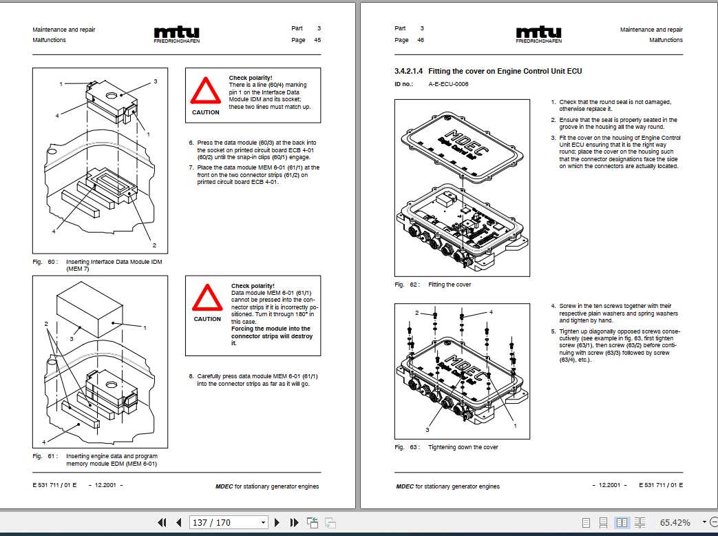 MTU Diesel Engine MDEC BR2000 BR4000 Technical Publication