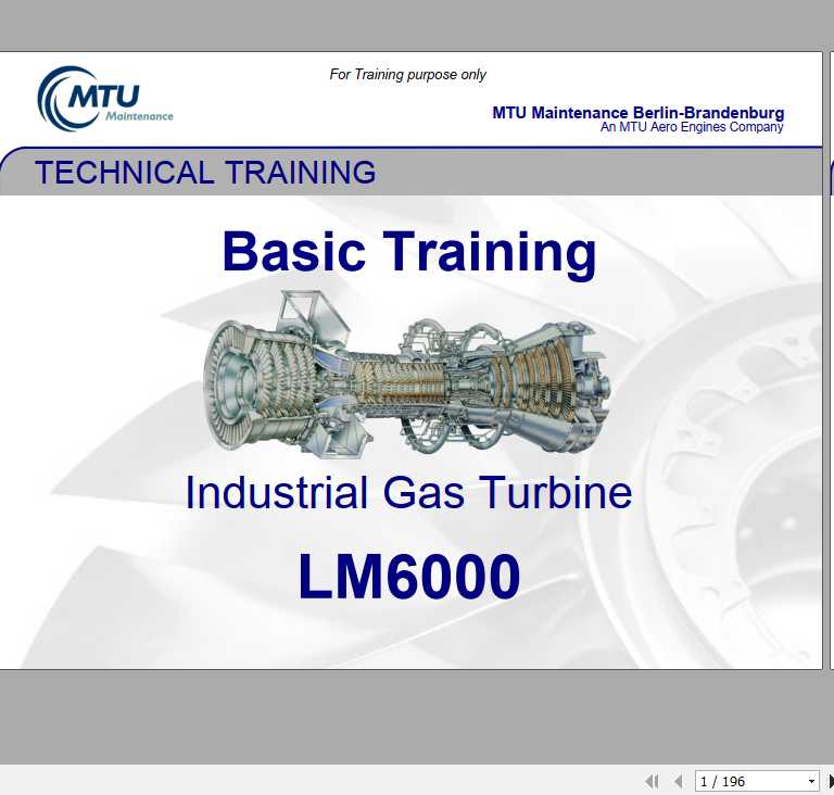 MTU Industrial Gas Turbine LM6000 Technical Training