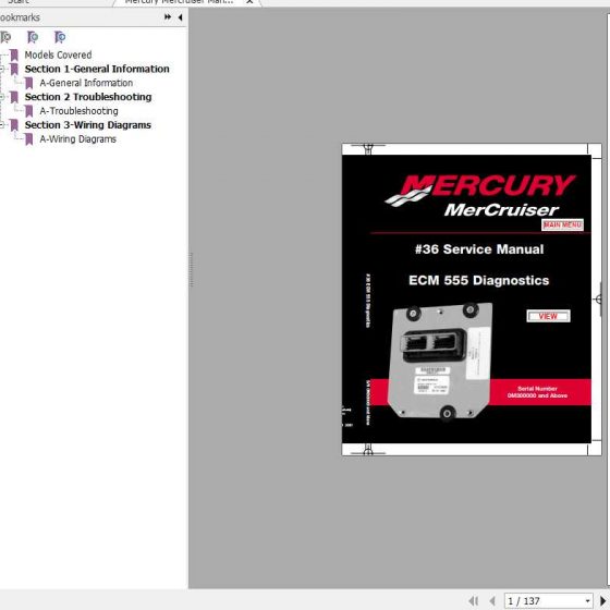 Mercury Mercruiser Marine Engine 33 PCM 555 Diagnostics Service Manual