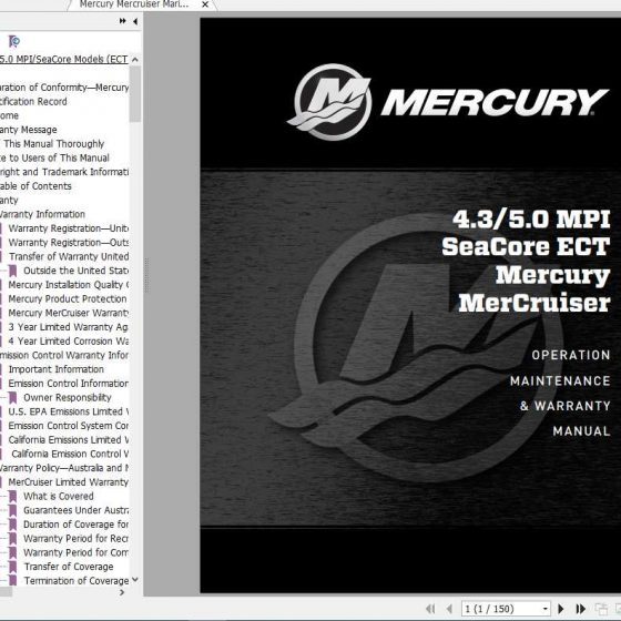 Mercury Mercruiser Marine Engine 4.3 5.0 MPI and SeaCore 4.3 5.0 ...