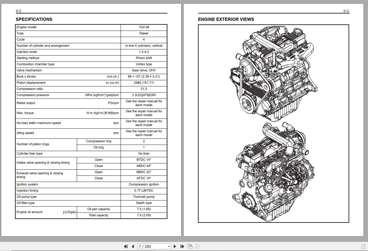 Toyota Forklift 1DZ-3 Engine Repair Manual