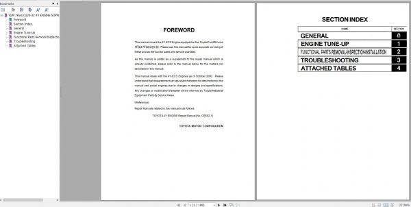 Toyota Forklift 4Y ECS Repair Manual