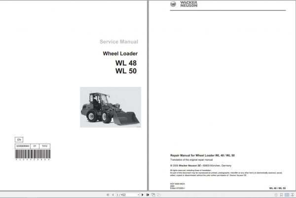Wacker Neuson Wheel Loader WL48 WL50 Service Manual