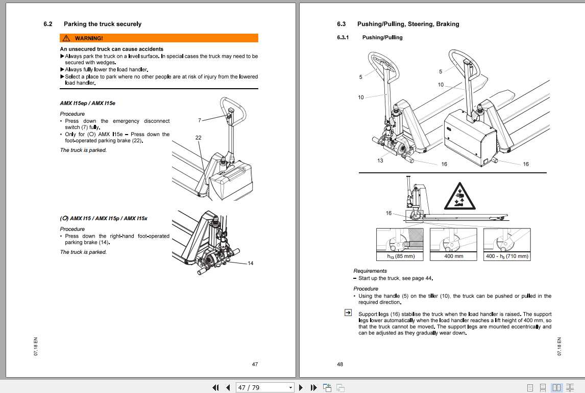 Jungheinrich Forklift AMXE 10 Operating Instructions