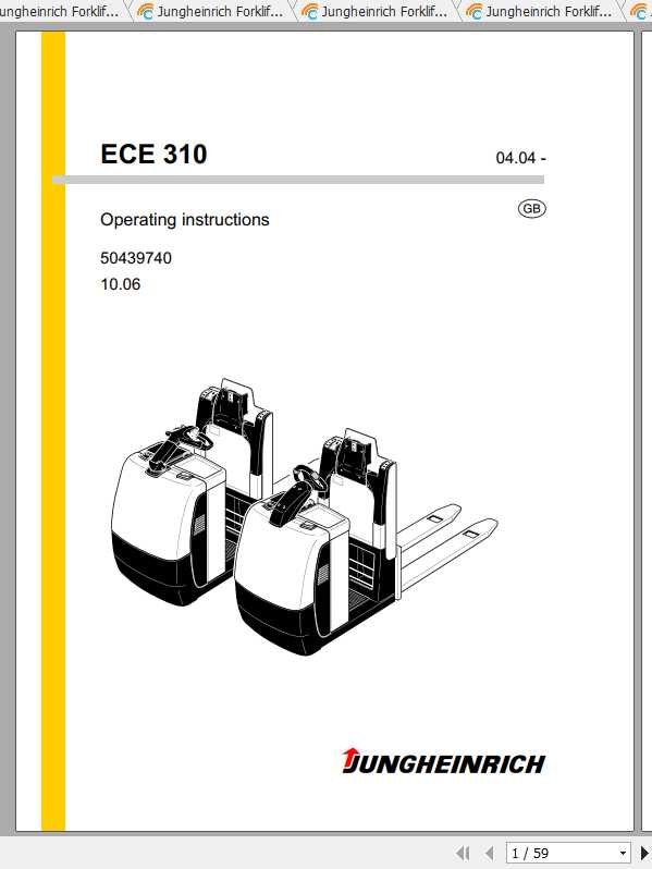 Jungheinrich Forklift ECE 220 310 320 Operating Instructions