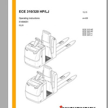 Jungheinrich Forklift ECE 220 225 XL Operating Instructions