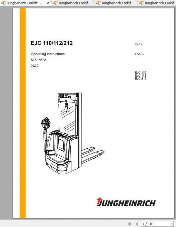 Jungheinrich Forklift EJC 110-212 Operating Instructions