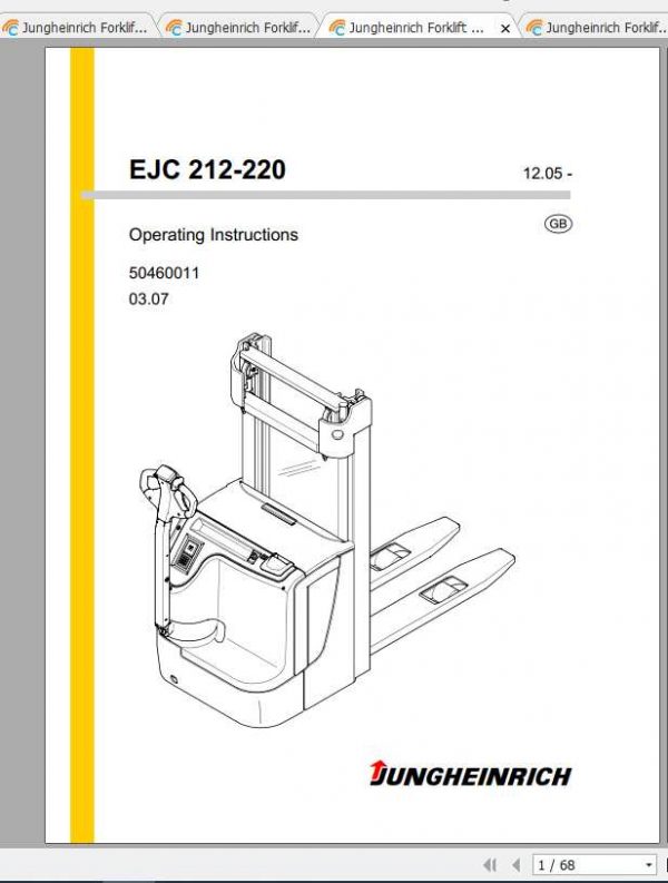 Jungheinrich Forklift EJC 212-220 Operating Instructions