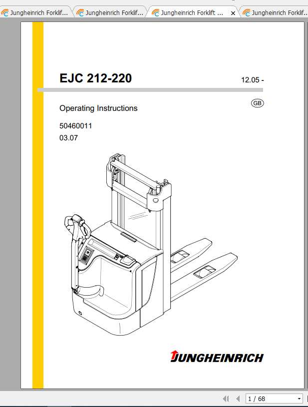 Jungheinrich Forklift EJC 212-220 Operating Instructions