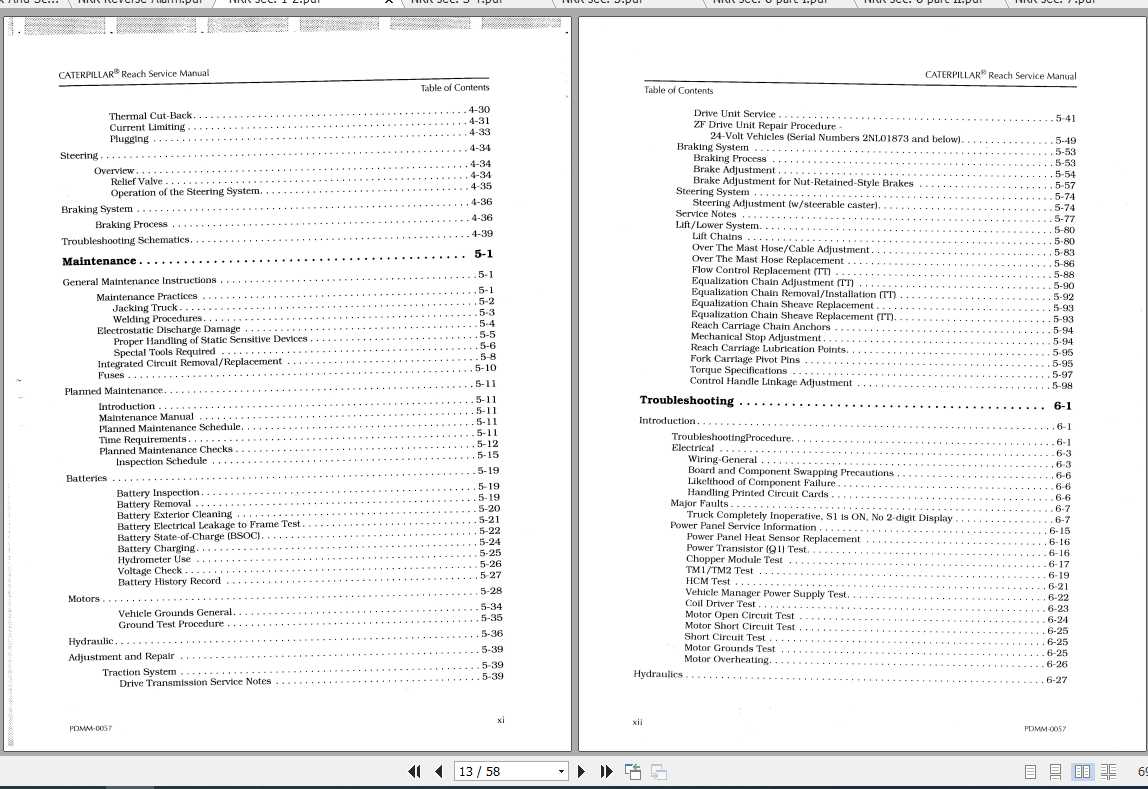 CAT Reach Trucks NRR NSR Service Manual