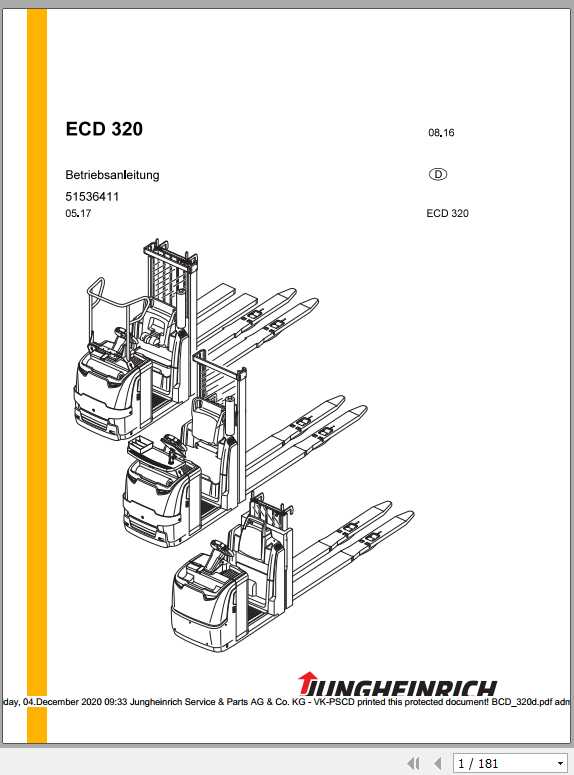 Jungheinrich Forklift ECD 320 DE Operating Manual