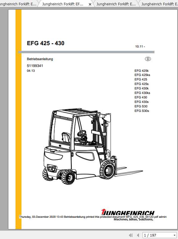 Jungheinrich Forklift EFG 425-430 Operating Manual_DE