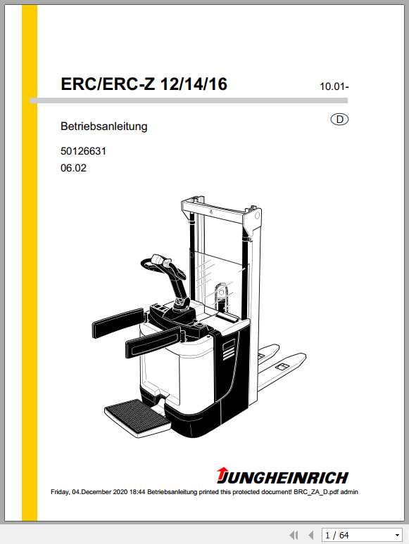 Jungheinrich Forklift ERC 212-216 Operating Manual_DE