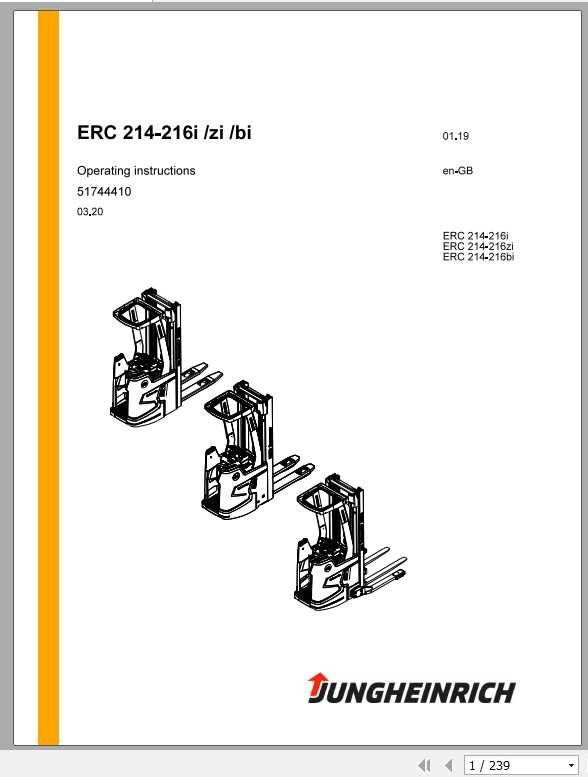 Jungheinrich Forklift ERC 214-216zi Operating Instructions