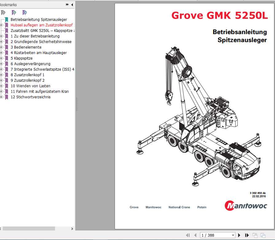 Manitowoc Grove Cranes GMK 5250L Operator Manuals_DE