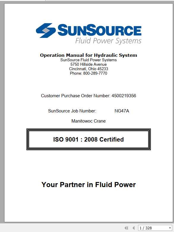 Manitowoc Sunsource Fluid Power NG47A Operation Manual