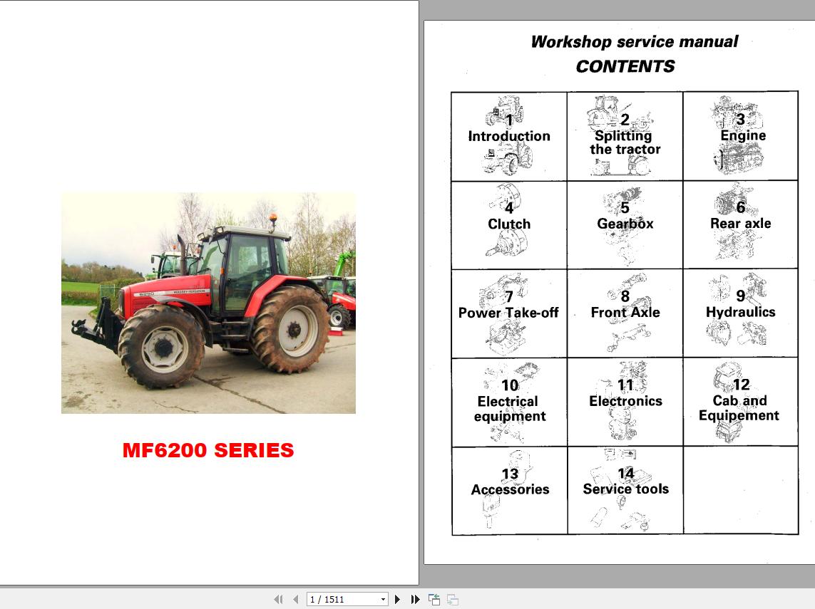 Massey Ferguson Tractor MF6200 Series Workshop Manual