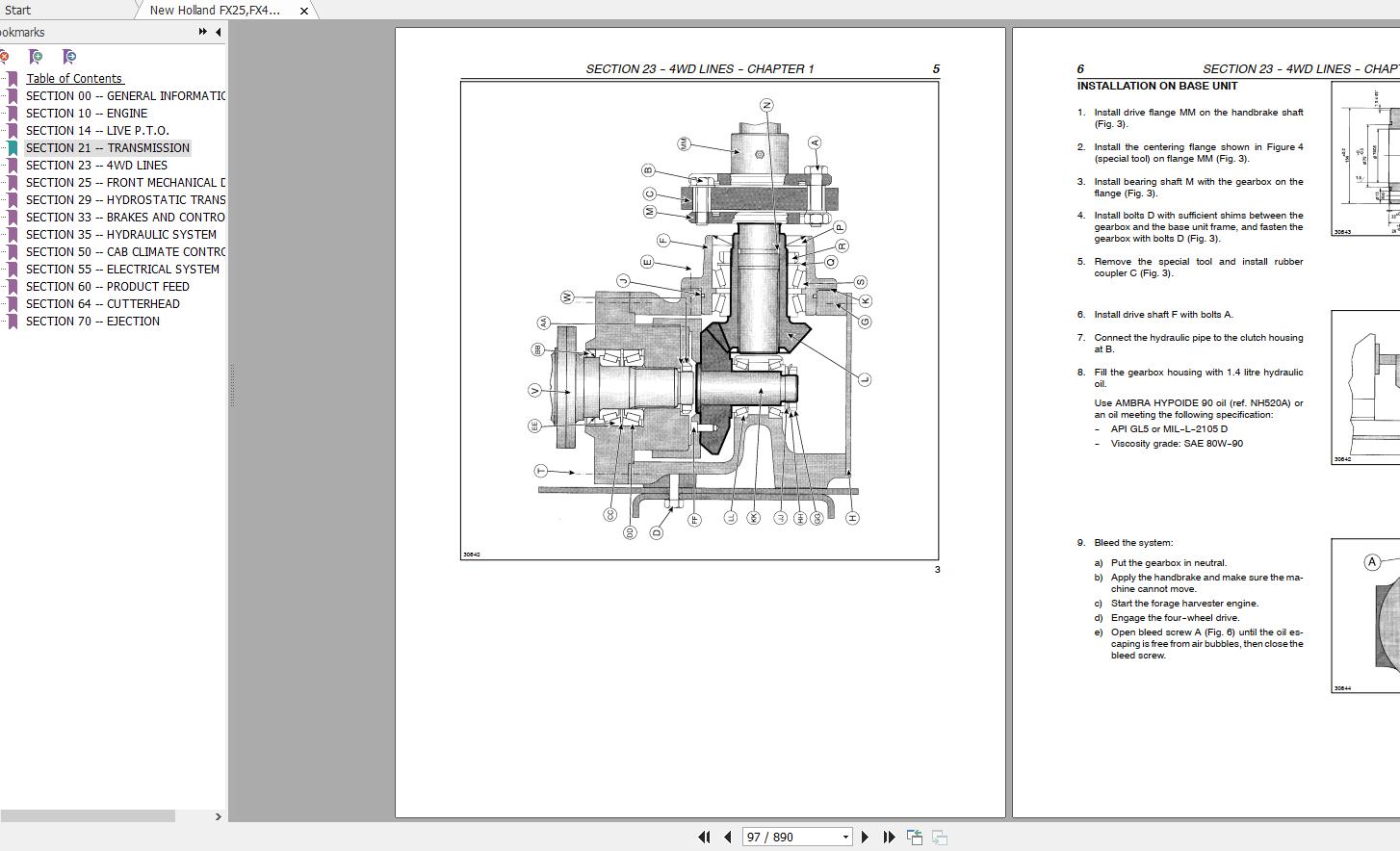 New Holland FX25,FX45,FX28,FX38,FX48,FX58 Repair Manual