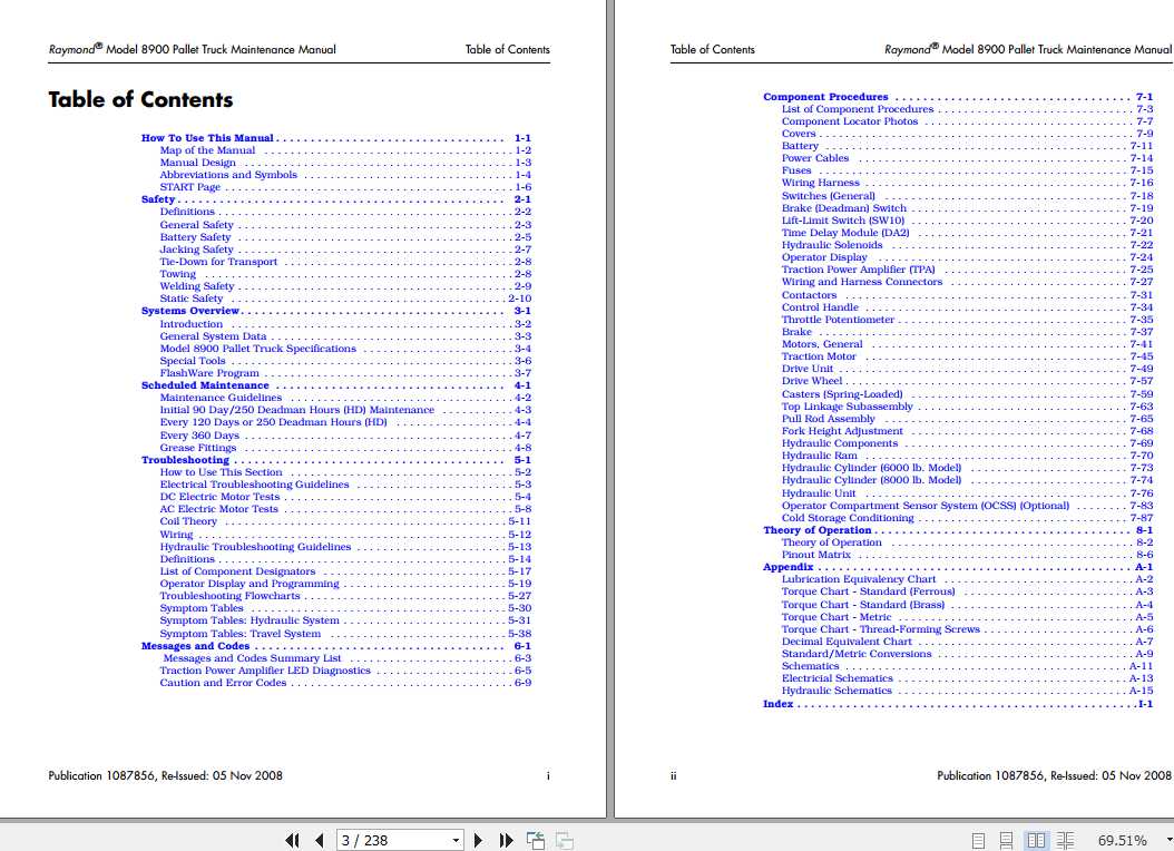 Raymond Pallet Truck 8900 Schematics Diagram & Maintenance Manual