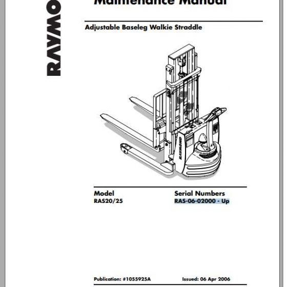 Raymond Walkie Reach RSS22-40 RRS30 RCS20-40 Part & Operator Manual