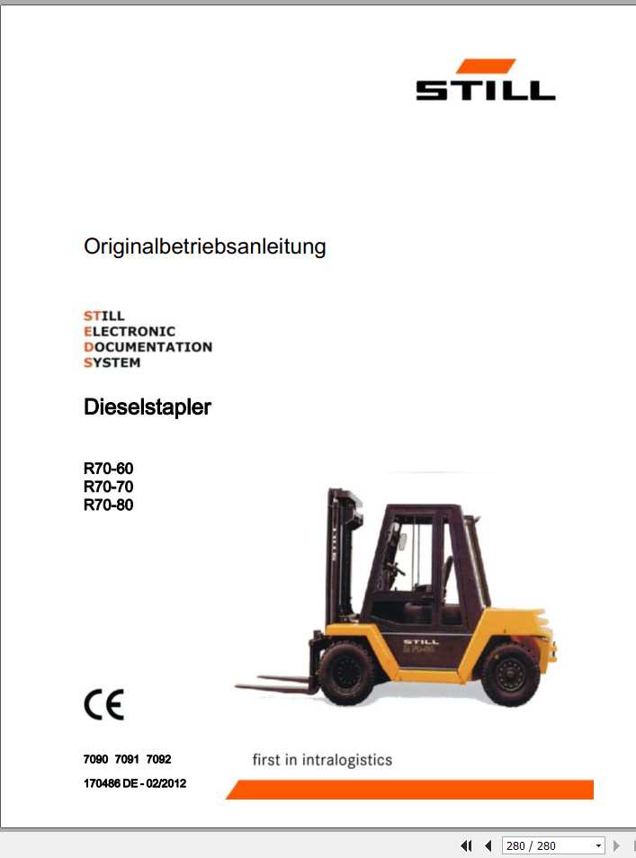 Still Diesel Forklift R70-60 R70-70 R70-80 7090-7092 User Manual DE