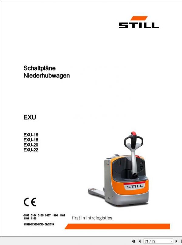 Still Pallet Truck EXU 16 18 20 22 Li-Ion Schematic Diagrams DE