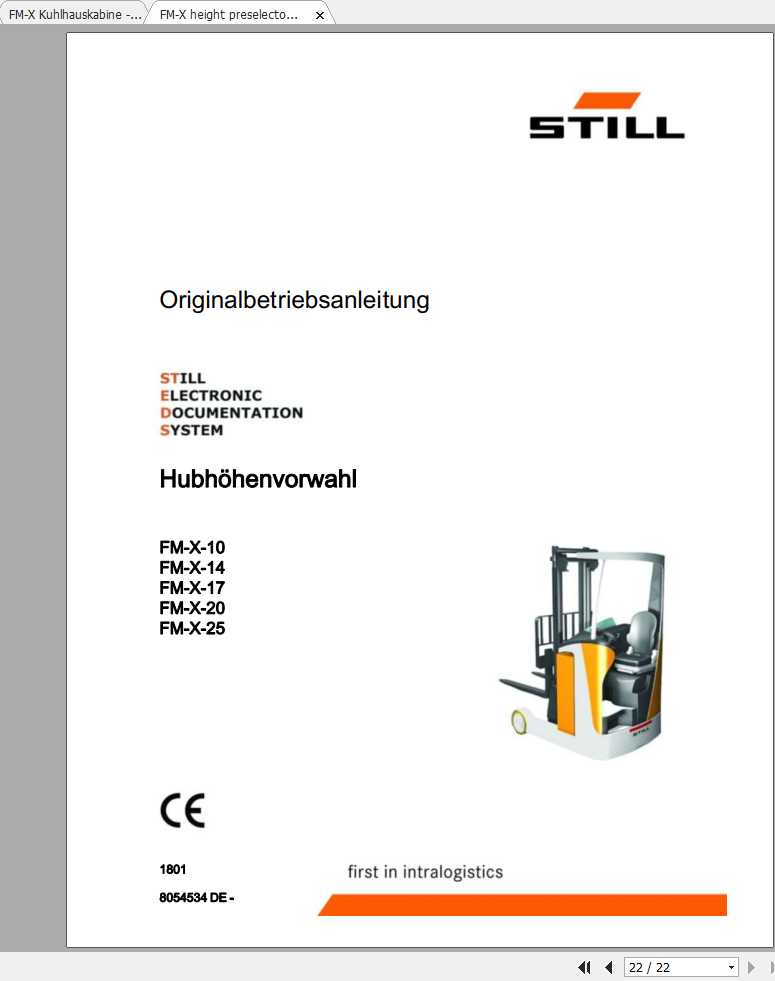 Still Reach Truck FM-X Height Preselection, Cold Store Cabin Operating ...