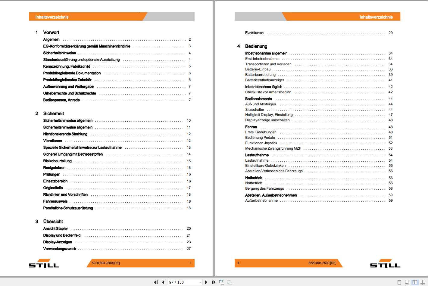 Still Side Loader Forklift GX-X GX-Q Operating Manual DE