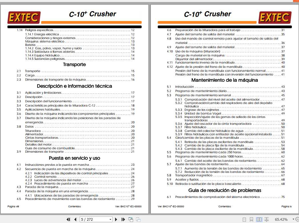 Extec Crusher C10+ Maintenance Manual_ES