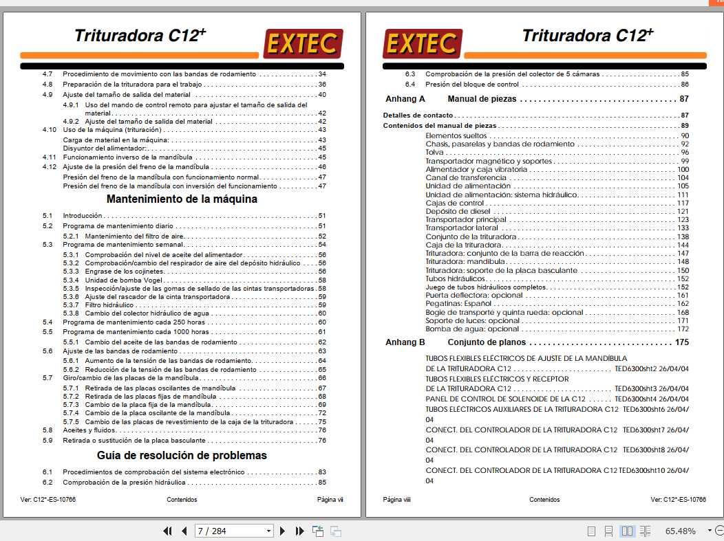 Extec Crusher C12 Maintenance Manual_Es