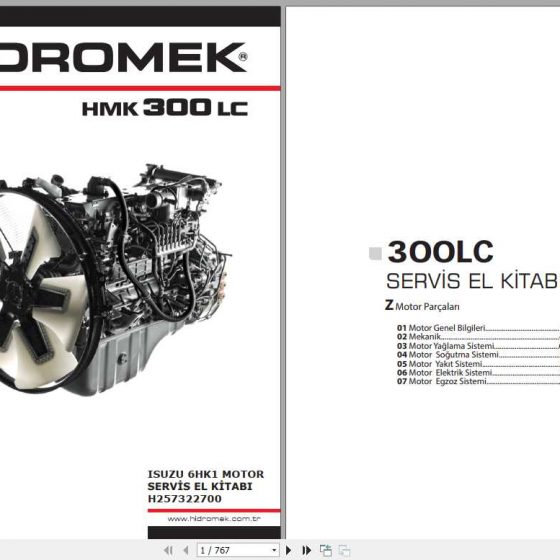 Hidromek Diesel Engine HMK 490 LC Isuzu 6UZ1X Stage IIIA Tier 3 Service ...