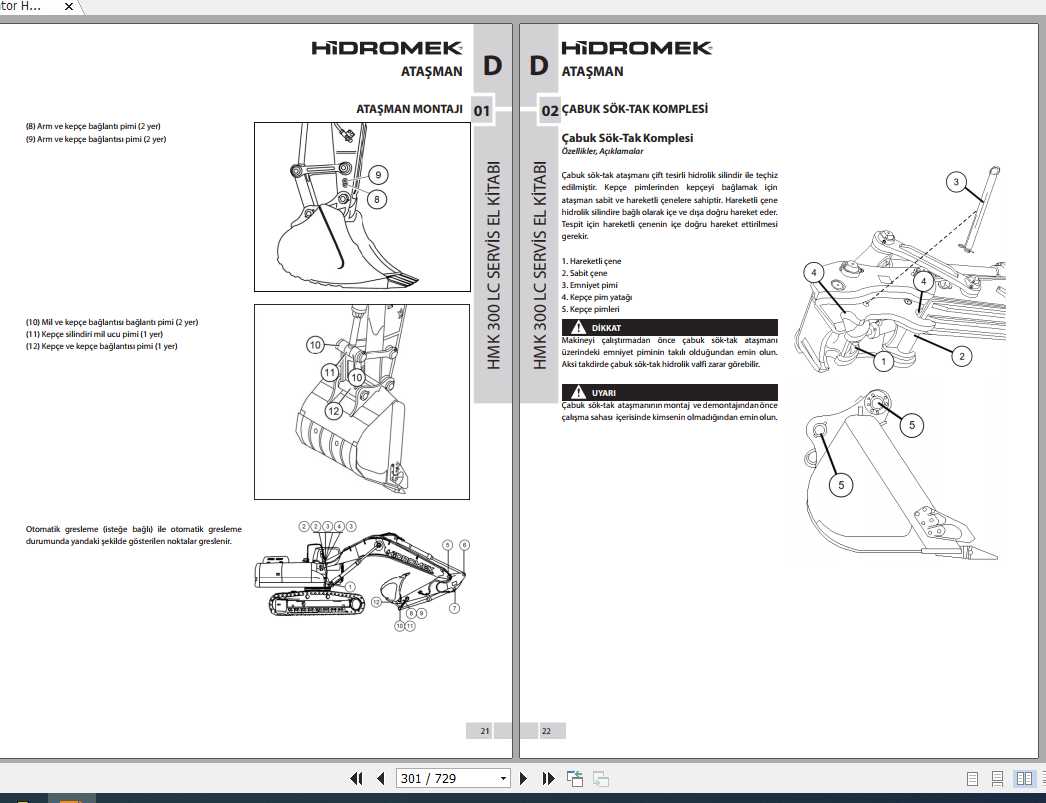 Hidromek Excavator HMK 300LC Service Manual_Turkish