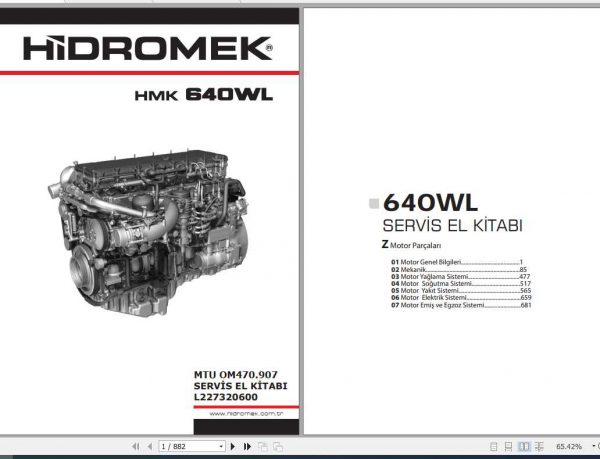Hidromek Wheel Loader HMK 640 WL Service Manual_Turkish
