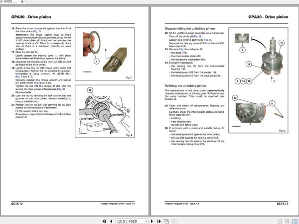 Massey Ferguson Tractors 6400 Series Workshop Service Manual
