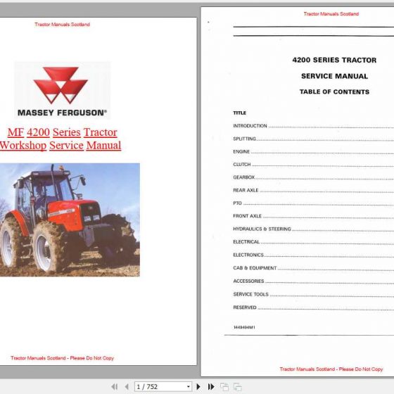 Massey Ferguson Tractors MF 3600 Series Workshop Service Manual