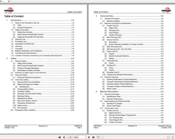Powerscreen Chieftain 1400 Operator Manual